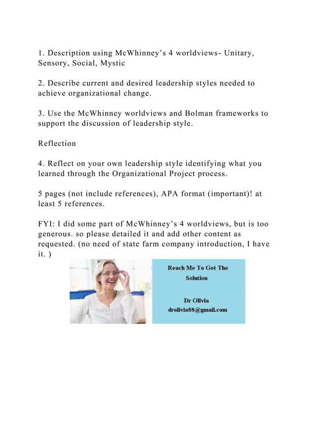 1. Description using McWhinney’s 4 worldviews- Unitary, Sensory, Soc.docx