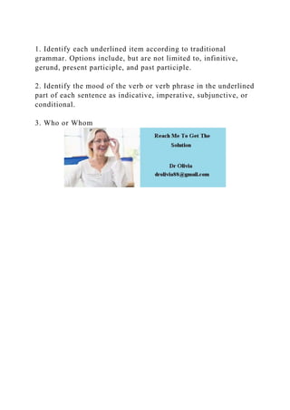 1. Identify each underlined item according to traditional grammar. O.docx