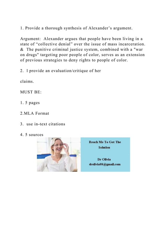 1. Provide a thorough synthesis of Alexander’s argument. Argumen.docx