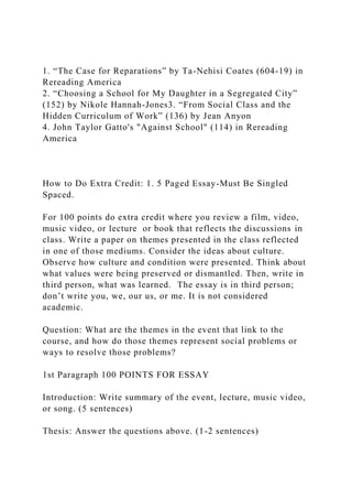 1. The Case for Reparations” by Ta-Nehisi Coates (604-19) in Rere.docx ...