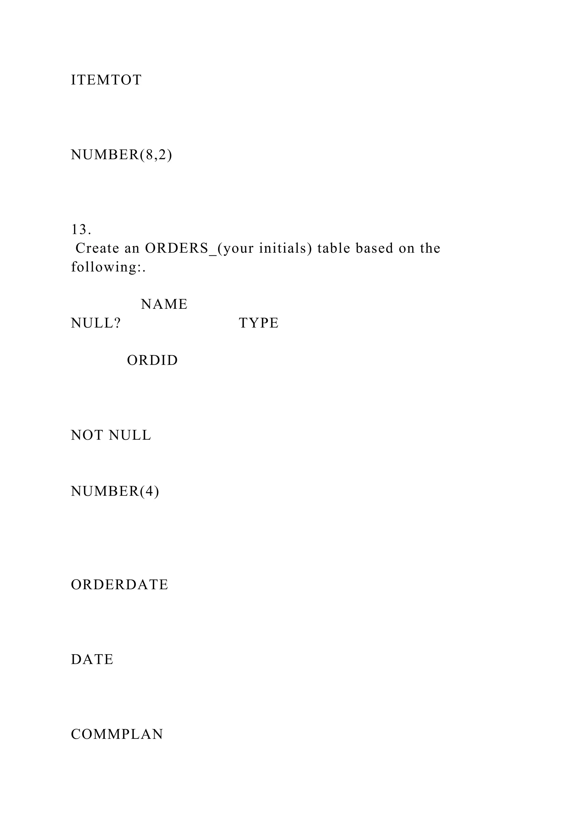 1.Create an INVOICE_2 table from the INVOICE table using a select .docx