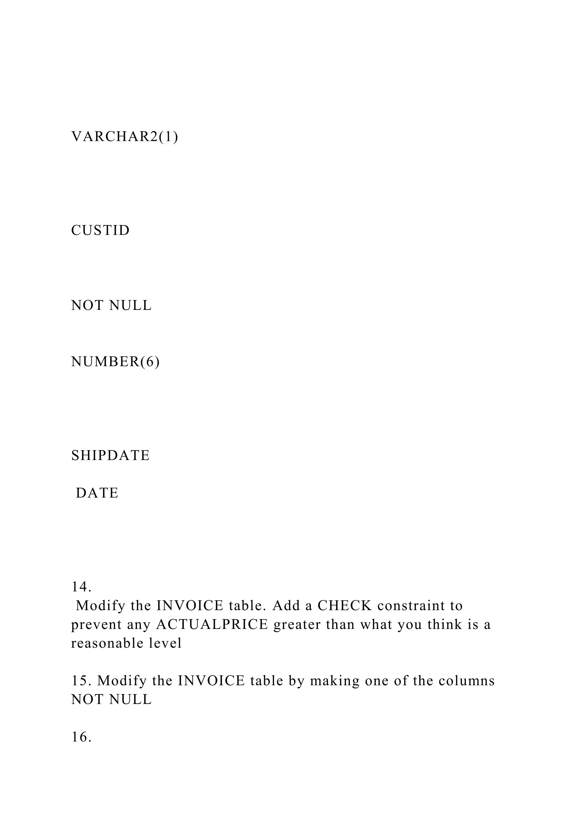 1.Create an INVOICE_2 table from the INVOICE table using a select .docx