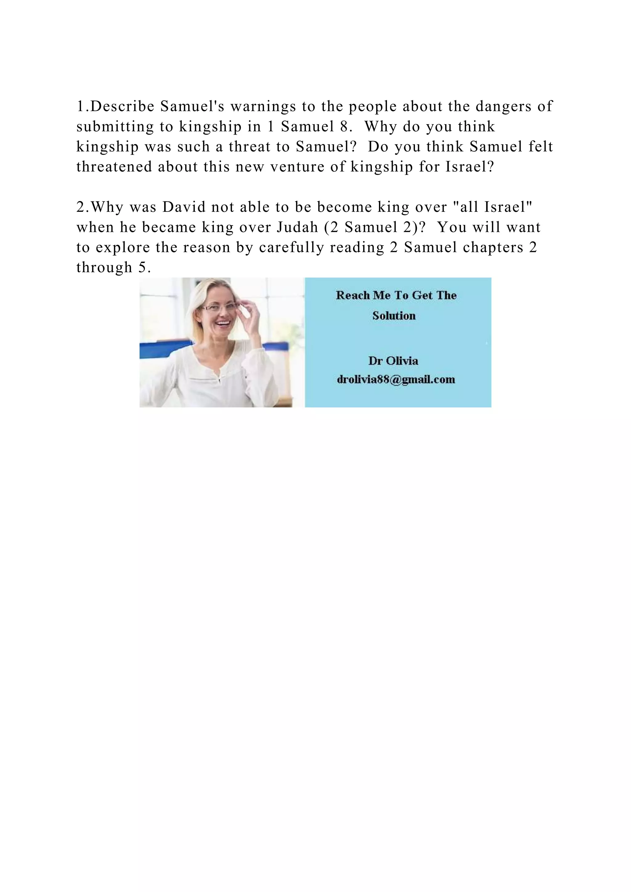 1.Describe Samuels warnings to the people about the dangers of subm.docx