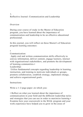 1. Reflective Journal Communication and LeadershipOverview.docx