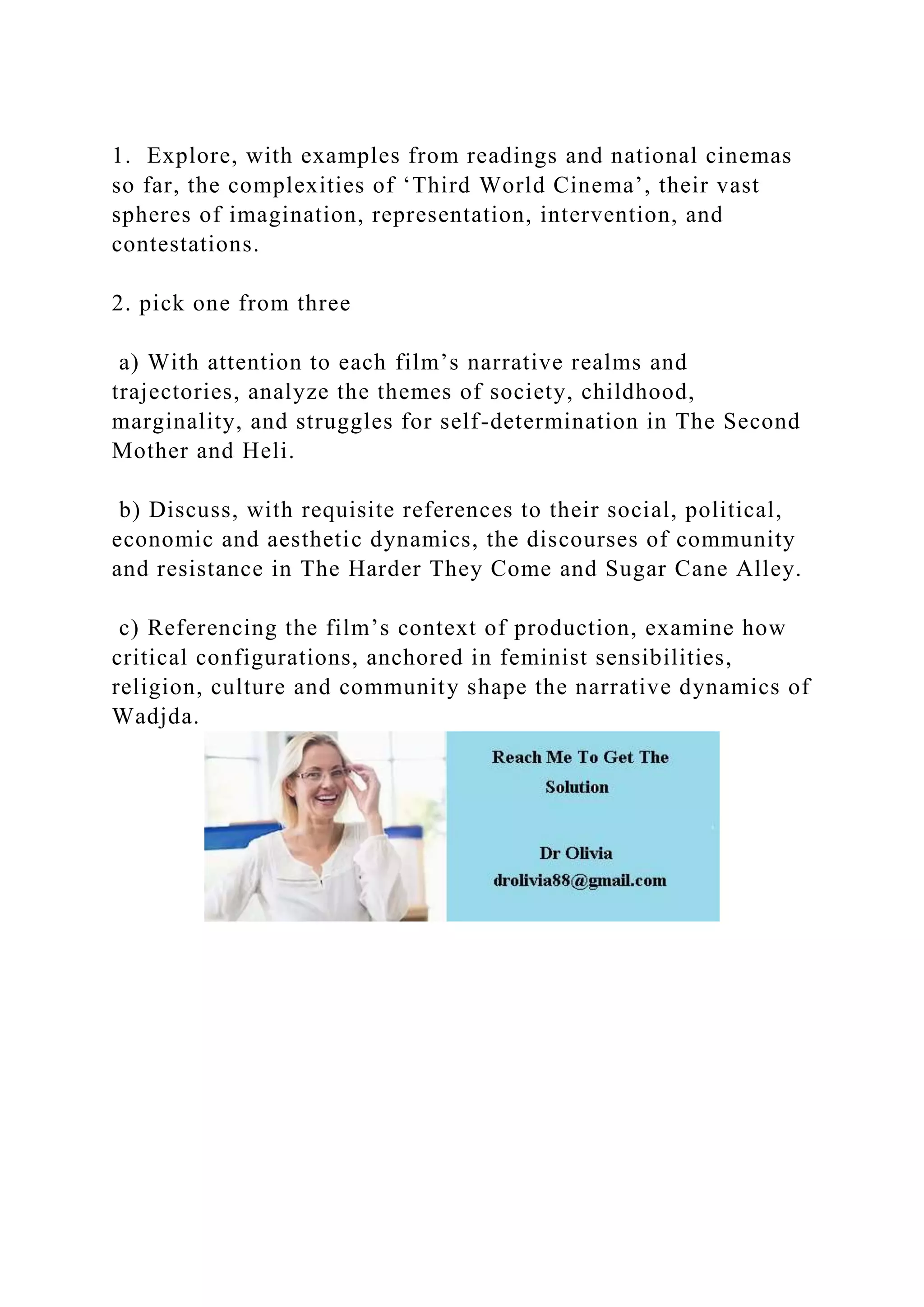 1. Explore, with examples from readings and national cinemas so far.docx