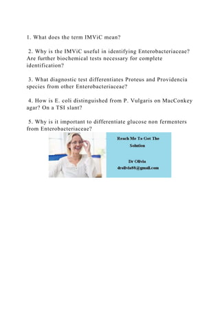 1. What does the term IMViC mean 2. Why is the IMViC useful in.docx