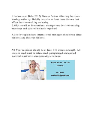 1.Luthans and Doh (2012) discuss factors affecting decision-making a.docx
