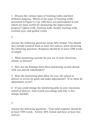 1. Discuss the various types of learning walks and their different .docx