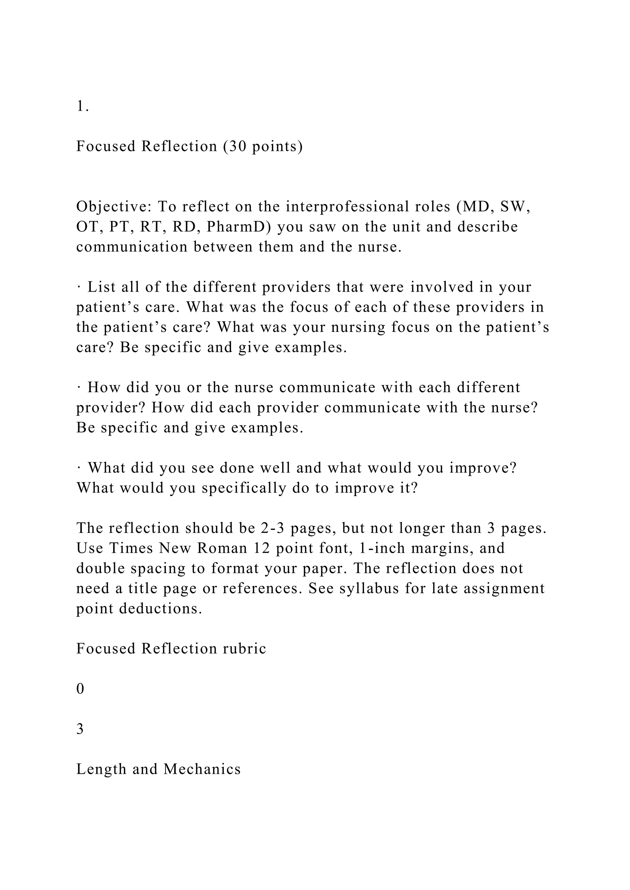 1.Focused Reflection (30 points)Objective To reflect on t.docx