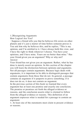 1.1Arguments, Premises, and ConclusionsHow Logical Are You·.docx