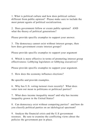 1. What is political culture and how does political culture differen.docx