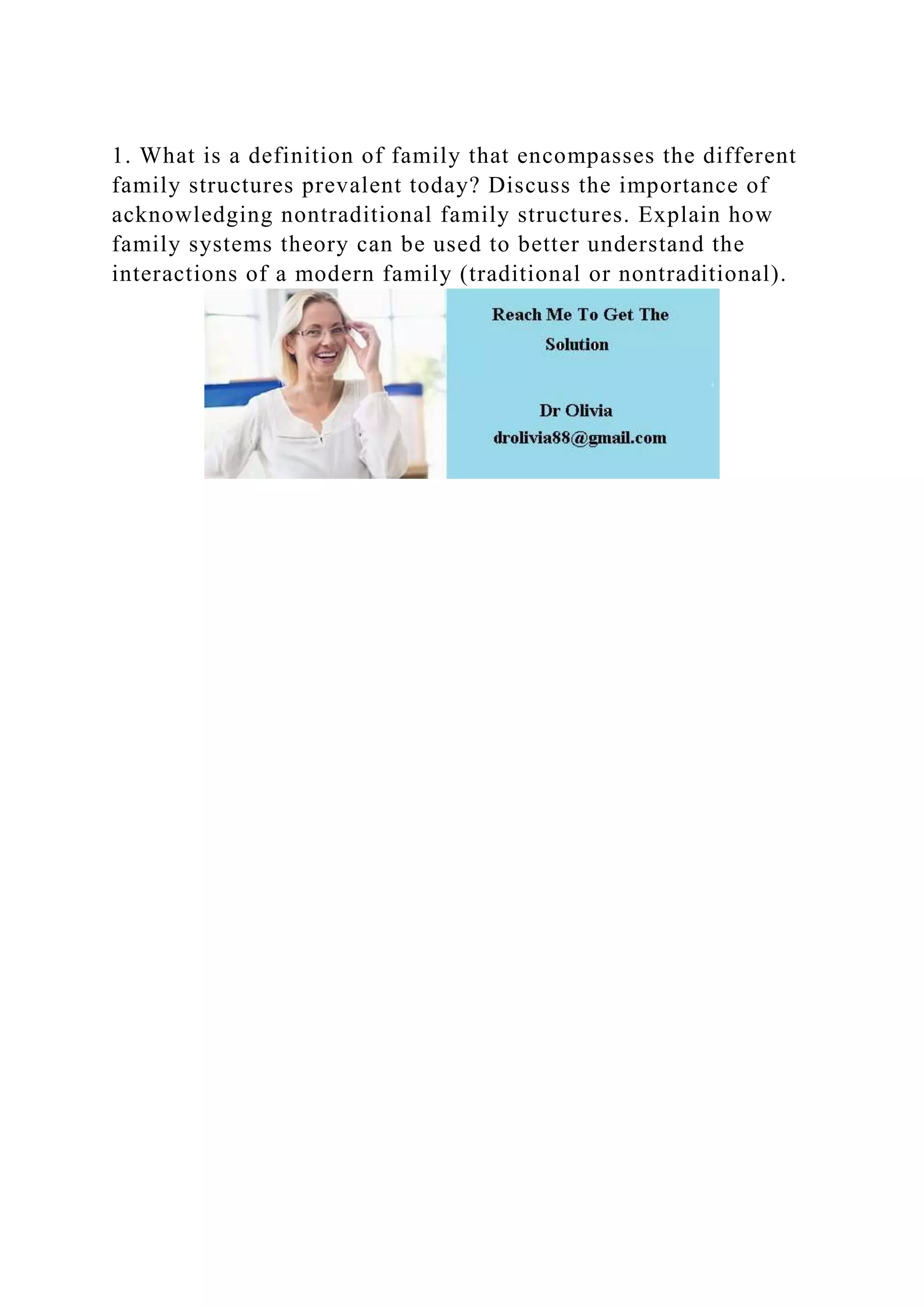 1. What is a definition of family that encompasses the different fam.docx