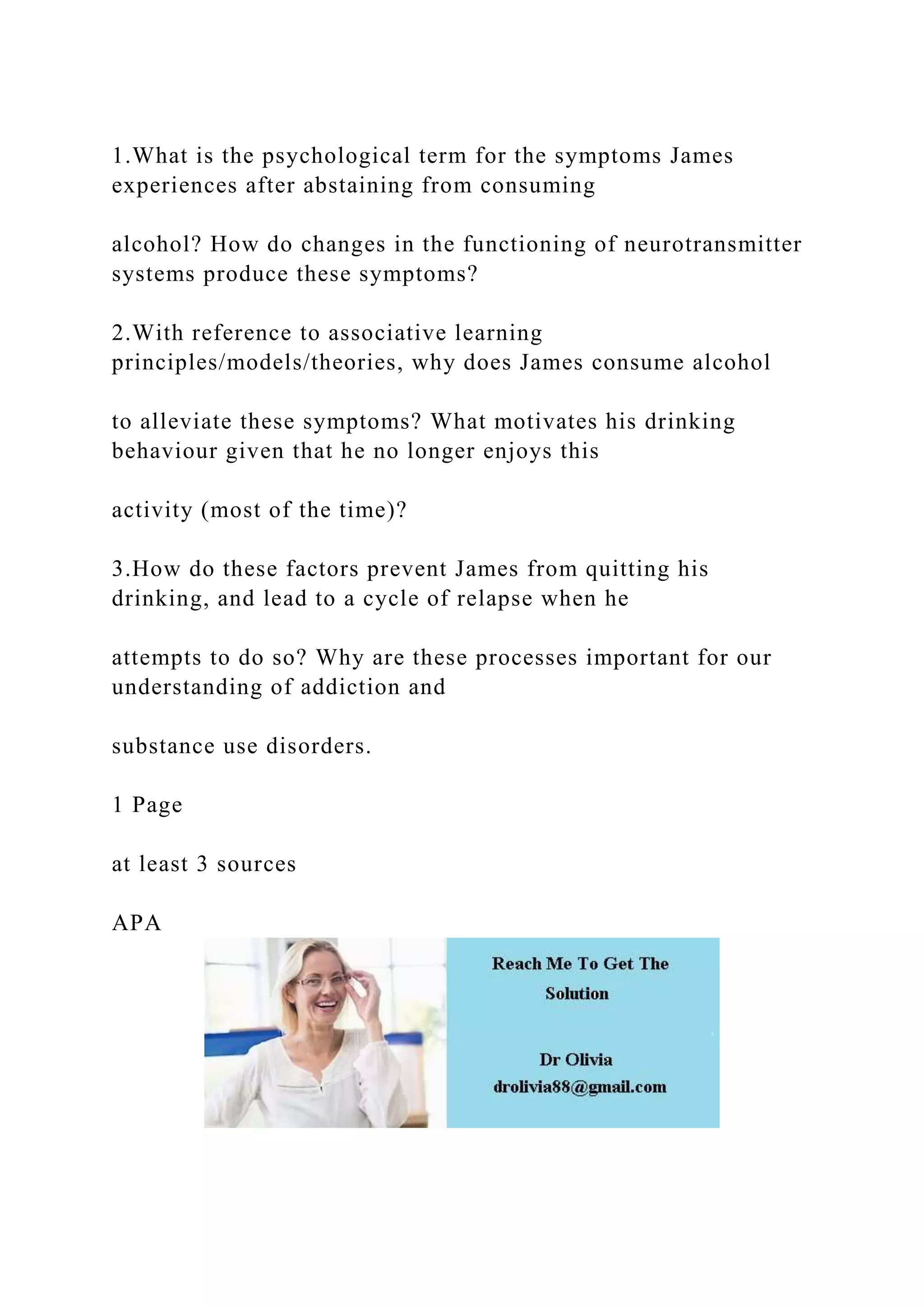 1.What is the psychological term for the symptoms James experiences .docx