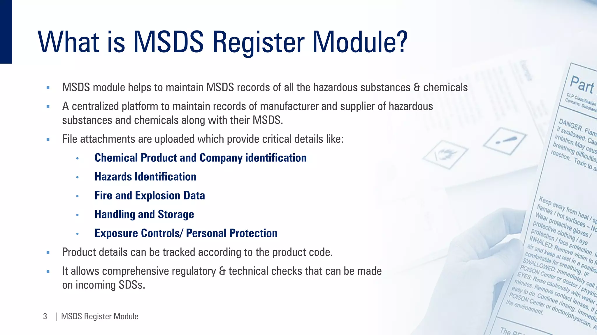 MSDS Register Module | PDF