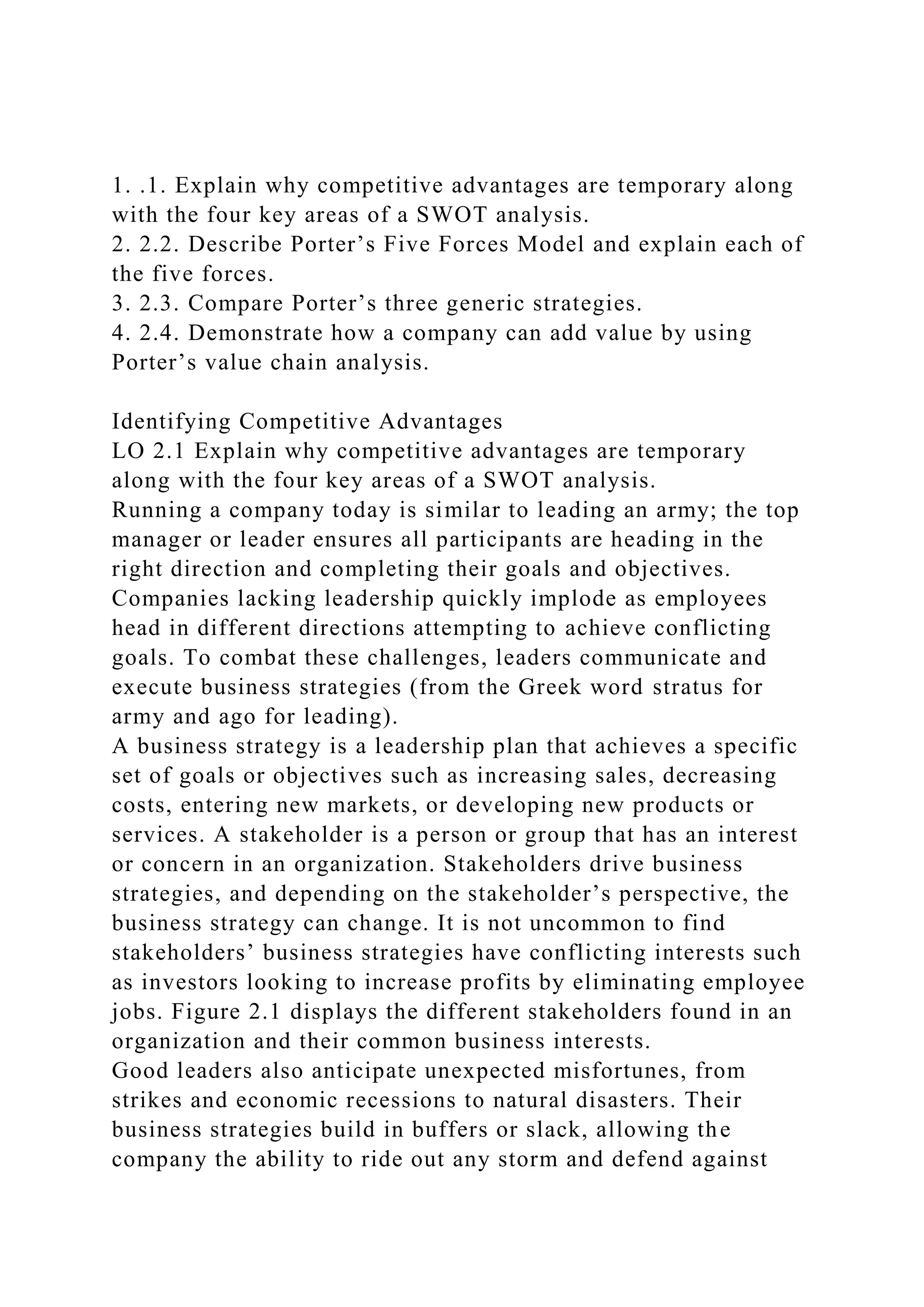 1. .1. Explain why competitive advantages are temporary along with.docx