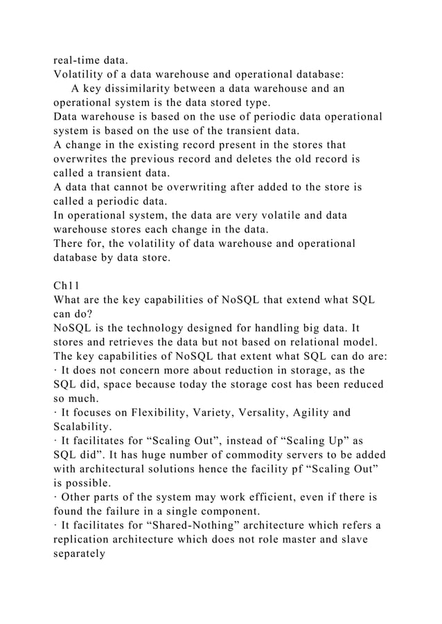 1. Briefly describe the major components of a data warehouse archi.docx | Databases | Computer ...