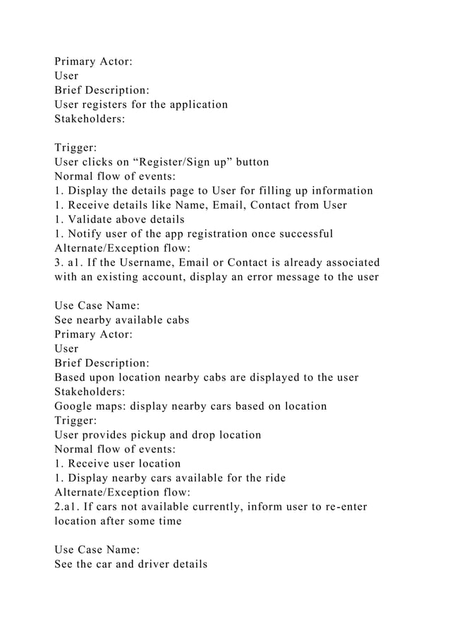 1. Use Case DiagramThe following Use Case Diagram shows the pr.docx ...