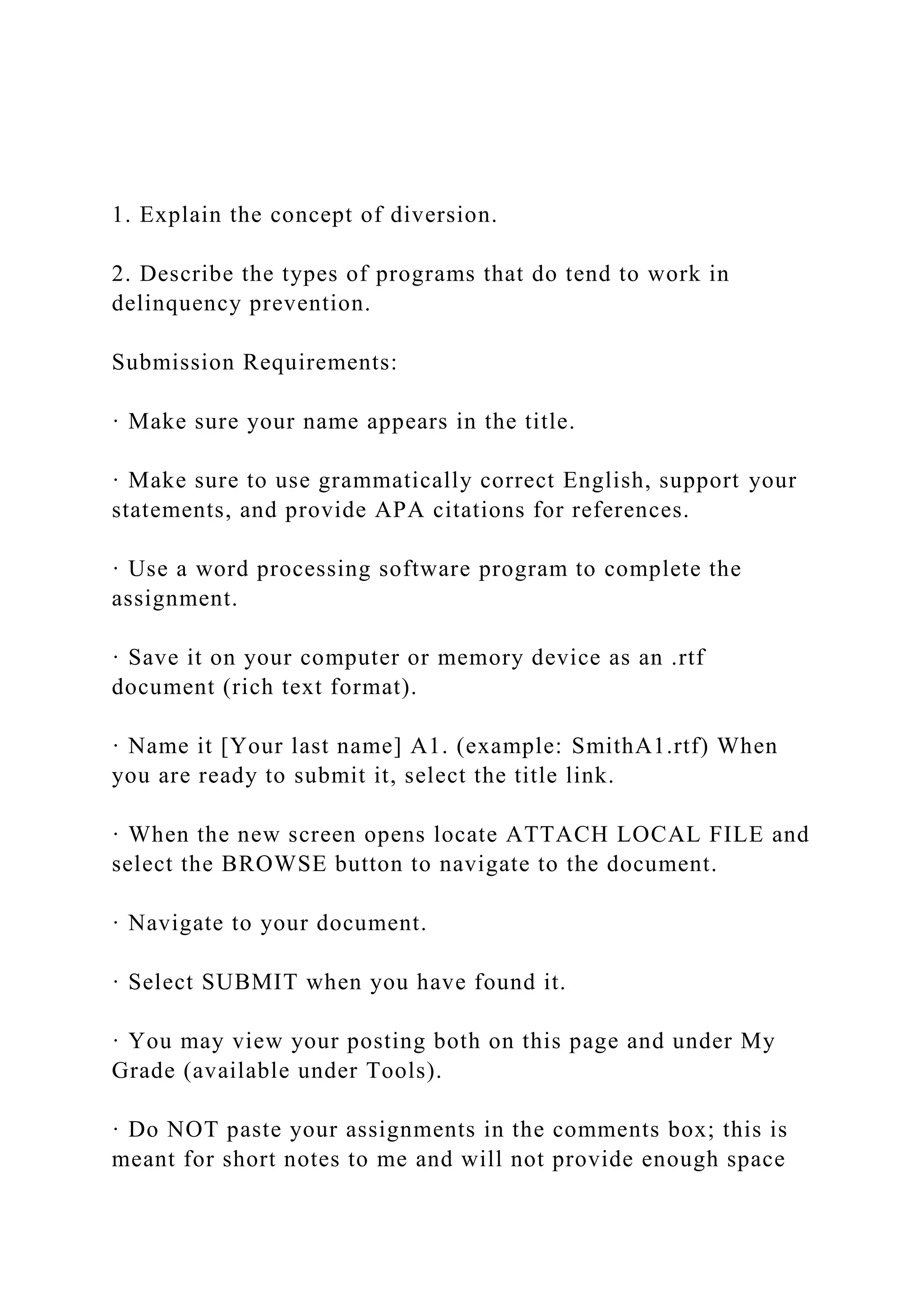 1. Explain the concept of diversion.2. Describe the types of.docx