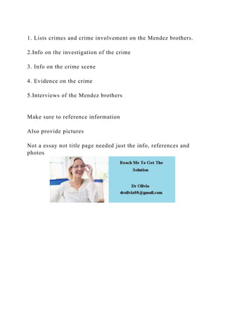 1. Lists crimes and crime involvement on the Mendez brothers.2.I.docx