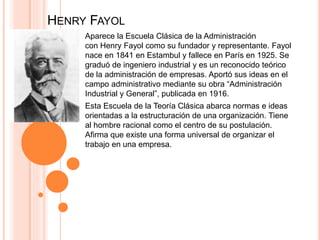 1.3.2 escuela clasica de la administracion henry fayol, wilfredo pareto ...