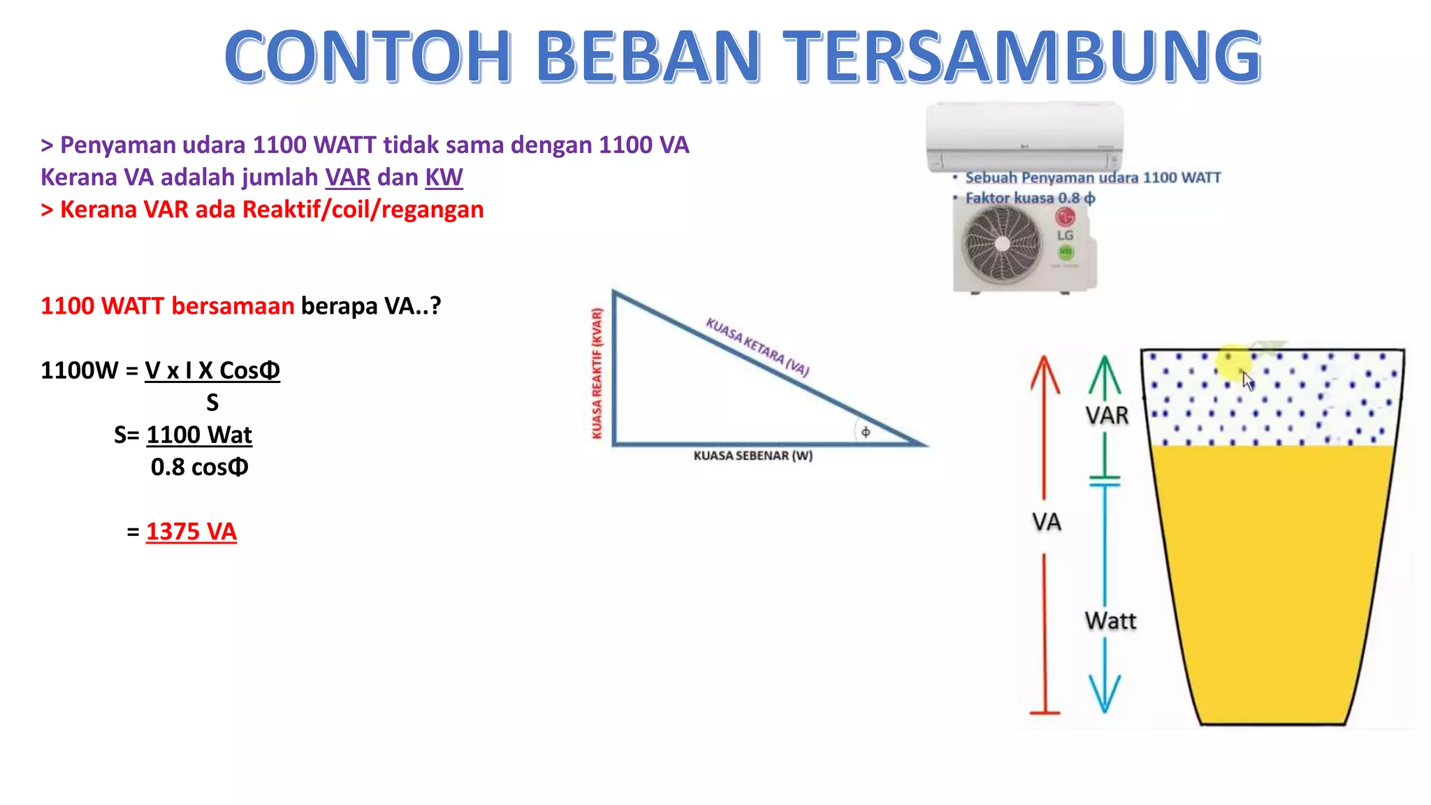 1. ASAS FKTOR KUASA Kuasa sebenar KW Kuasa Ketara KVA Kuasa reangagan ...