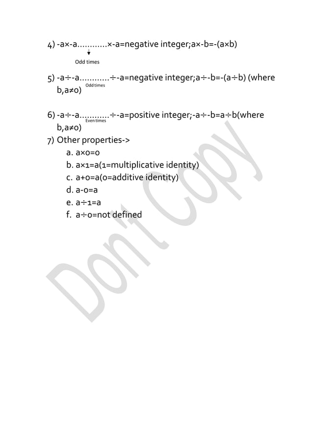 Class 7 Chapter 1 Maths Integers Notes (NCERT) | PDF