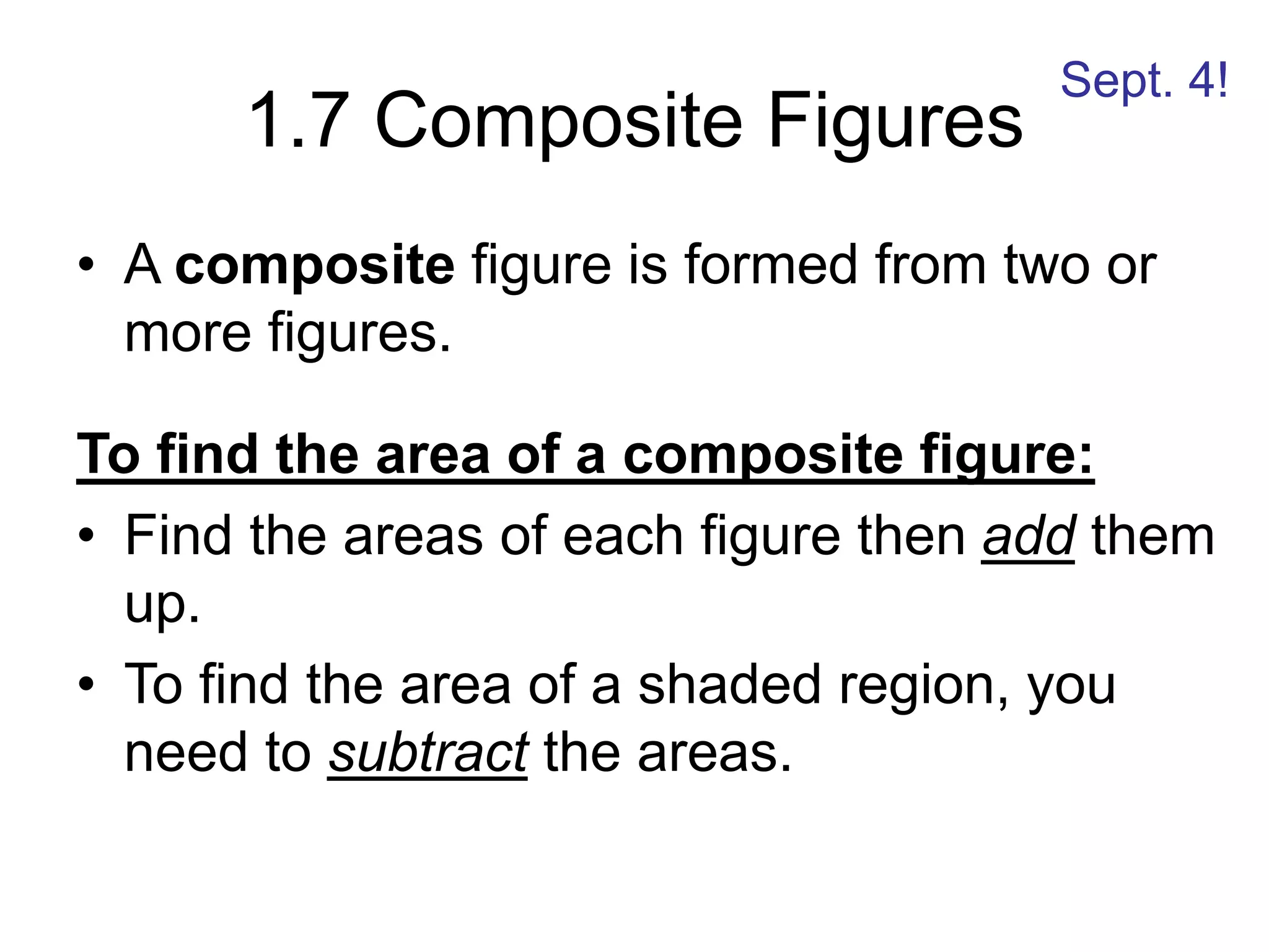 Find Area Composite Figures & Shaded Regions | PPT