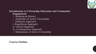 1. Course Outline Of Citizenship Education and Community Engagement | PPTX