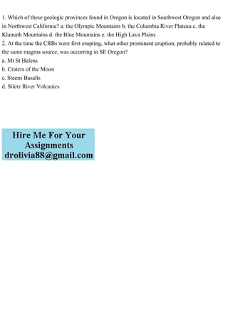 1. Which of these geologic provinces found in Oregon is located in S ...