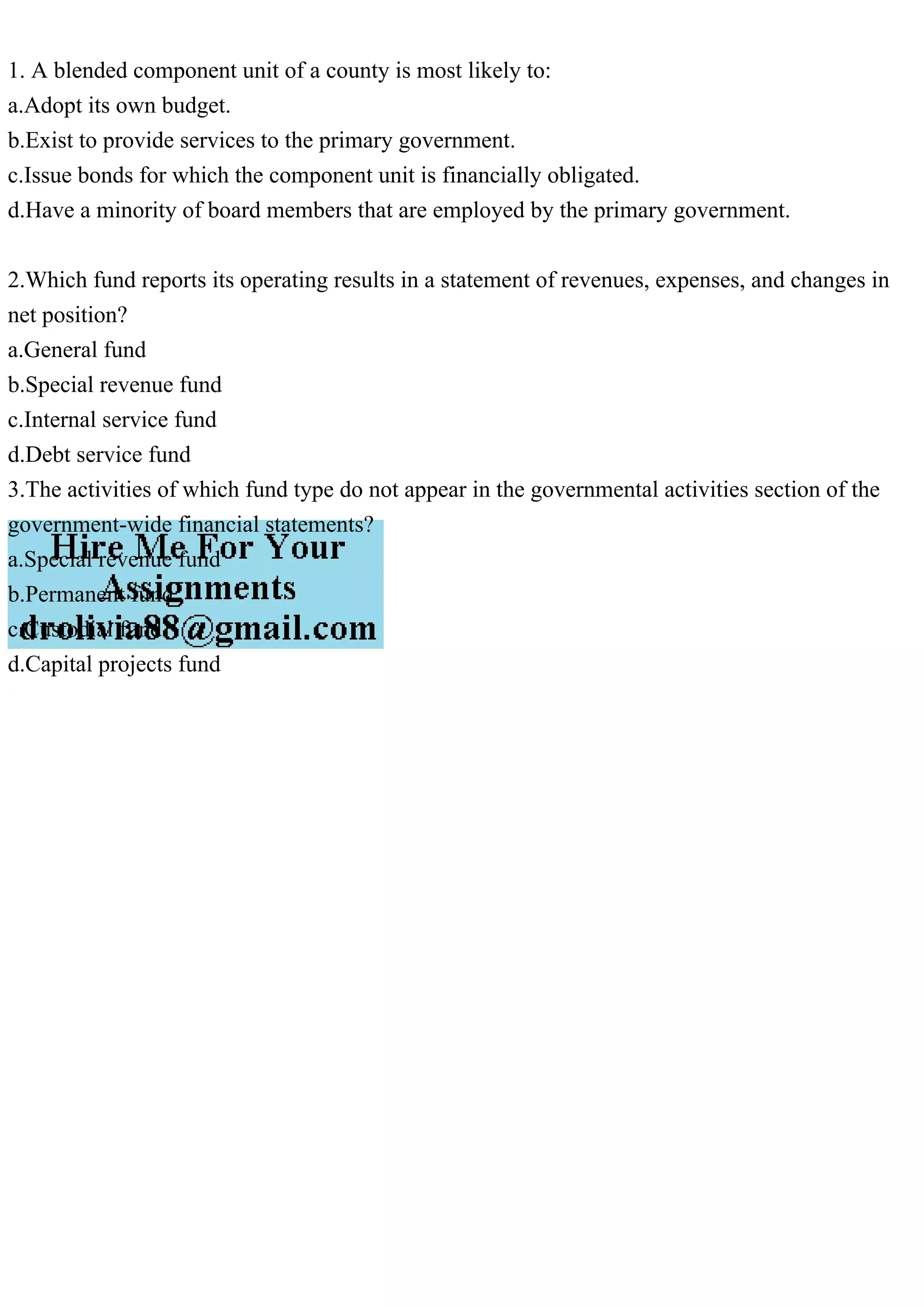 1. A blended component unit of a county is most likely toa.Adopt .pdf