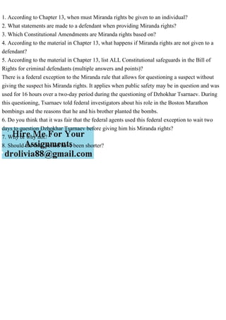 1. According to Chapter 13, when must Miranda rights be given to an .pdf