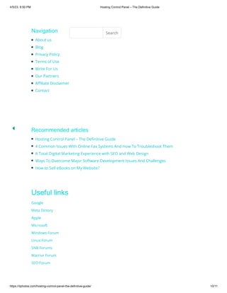 Hosting Control Panel – The Definitive Guide | PDF
