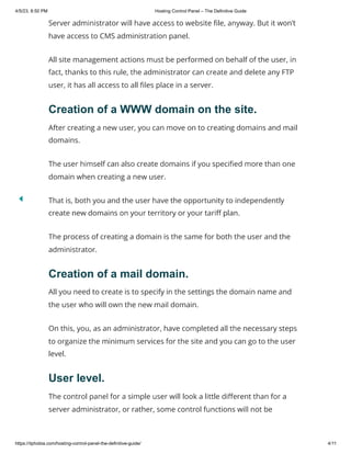 Hosting Control Panel – The Definitive Guide | PDF