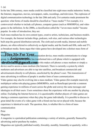 1. (a)In the late 20th century, mass media could be classified int.pdf