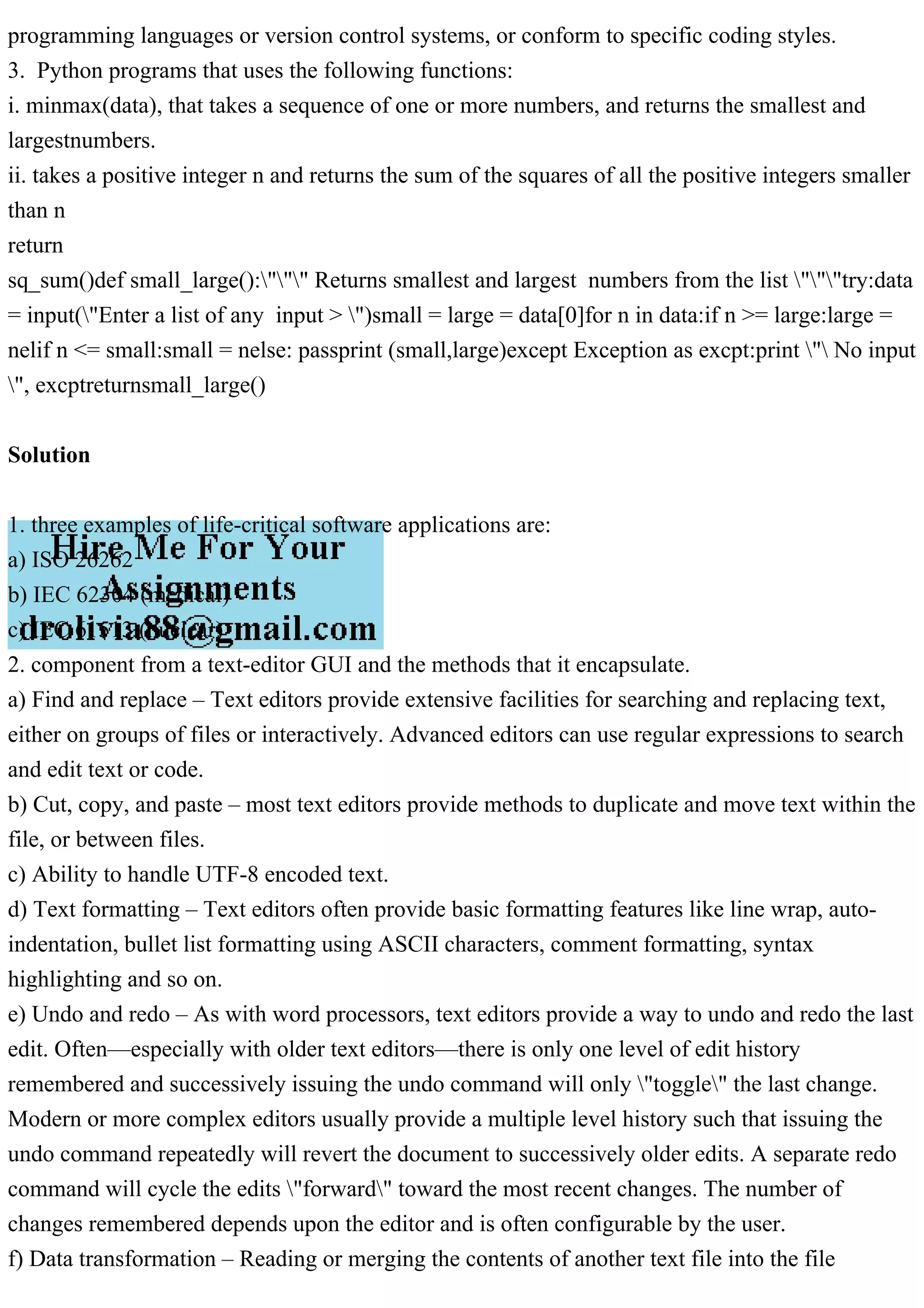 1. three examples of life-critical software applications area) IS.pdf | Programming Languages ...