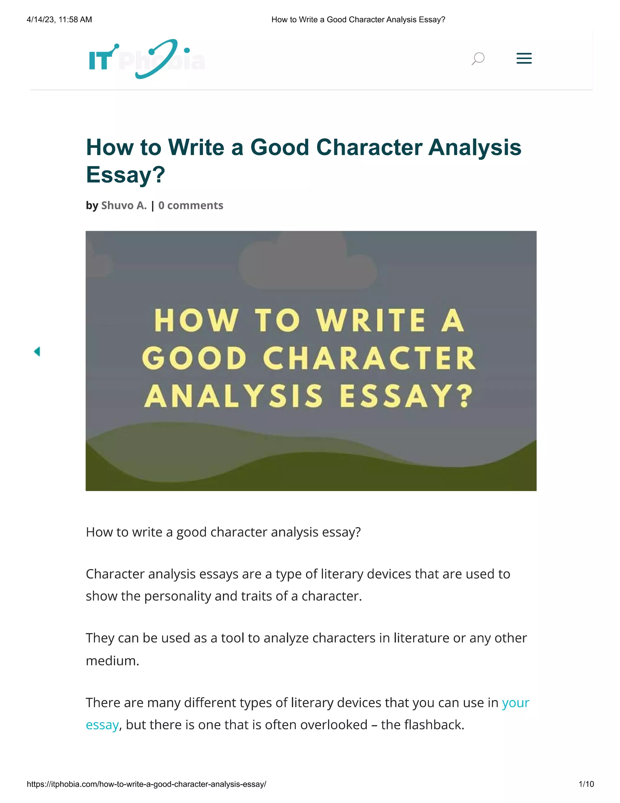 How to Write a Good Character Analysis Essay? | PDF
