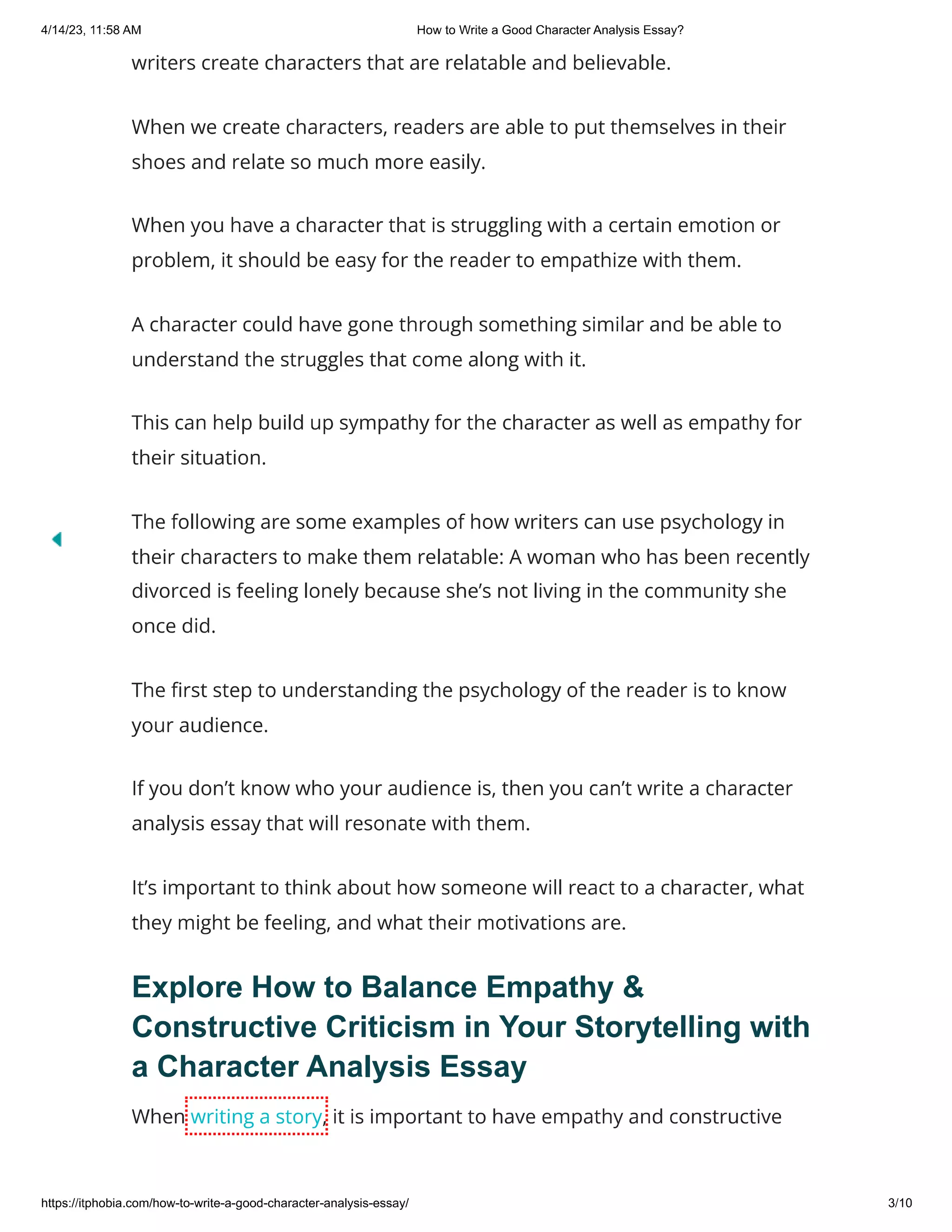 How to Write a Good Character Analysis Essay? | PDF