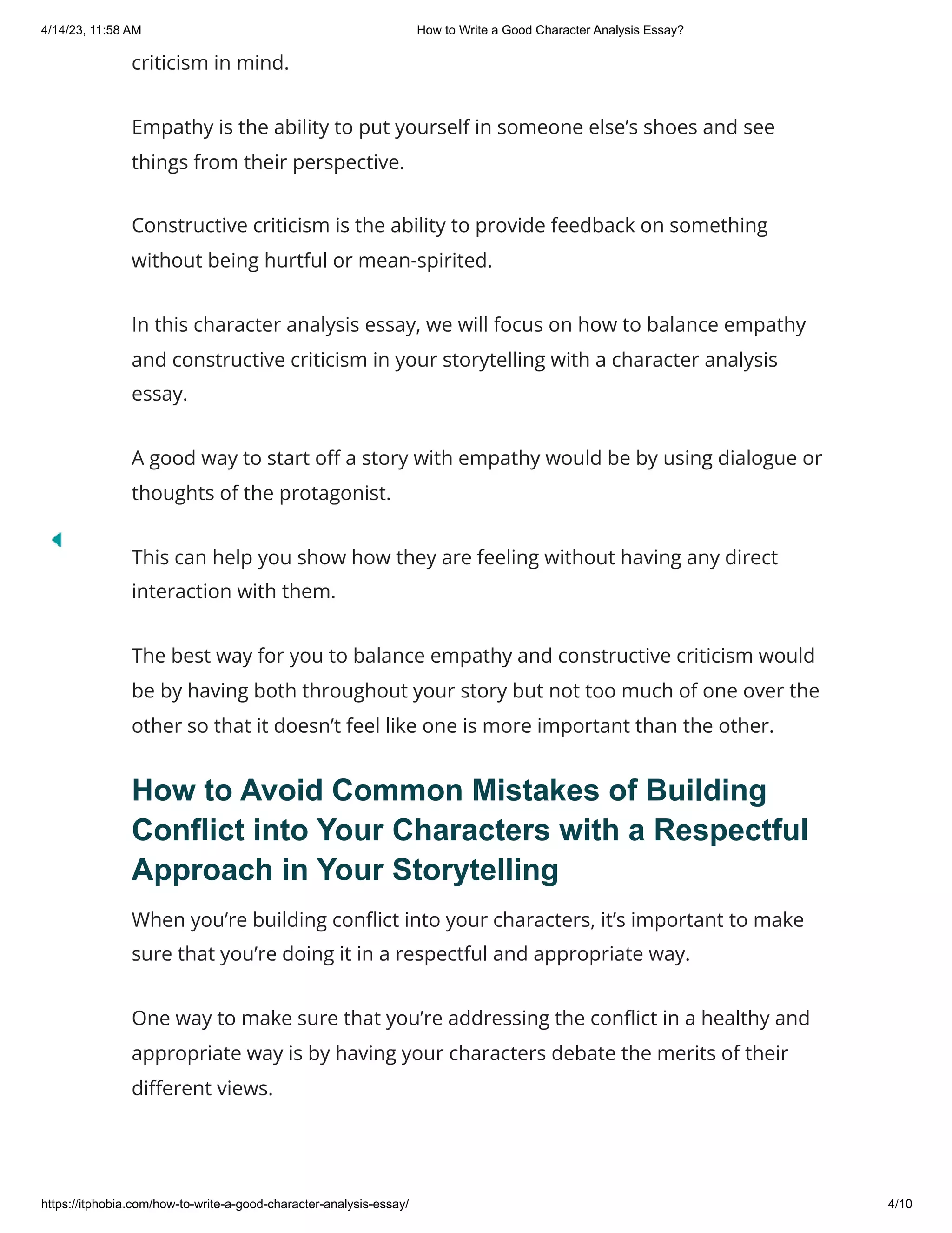 How to Write a Good Character Analysis Essay? | PDF