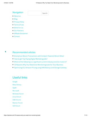 10 Reasons Why You Need Cron Monitoring tools for Your Business | PDF | Technology & Computing