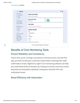 10 Reasons Why You Need Cron Monitoring tools for Your Business | PDF | Technology & Computing