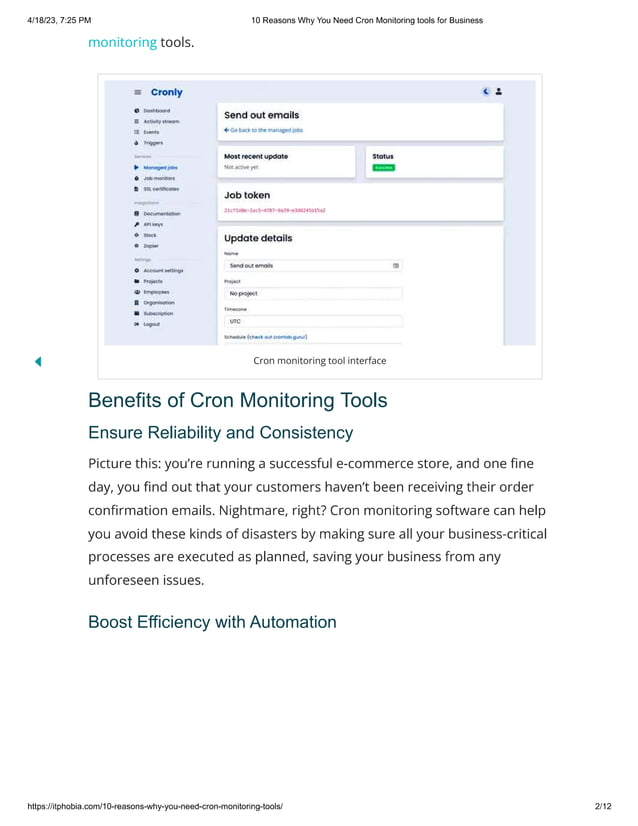 10 Reasons Why You Need Cron Monitoring tools for Your Business | PDF | Technology & Computing