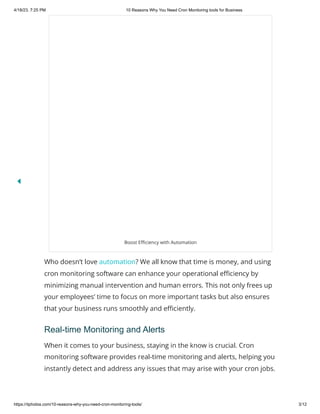 10 Reasons Why You Need Cron Monitoring tools for Your Business | PDF | Technology & Computing