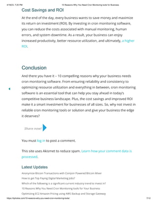 10 Reasons Why You Need Cron Monitoring tools for Your Business | PDF | Technology & Computing