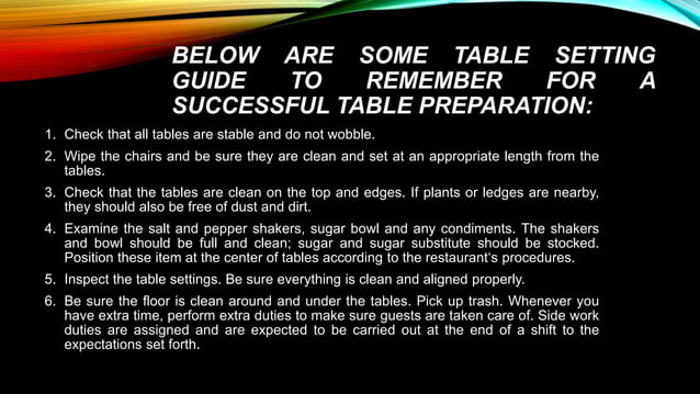1.-Prepare-Dining-Area.pptx | Cooking | Food & Drink