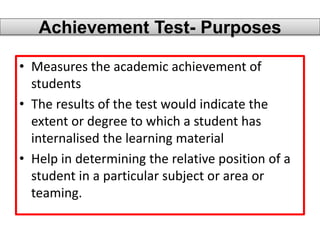 1. Achievement Test- Meaning and Purposes.pptx