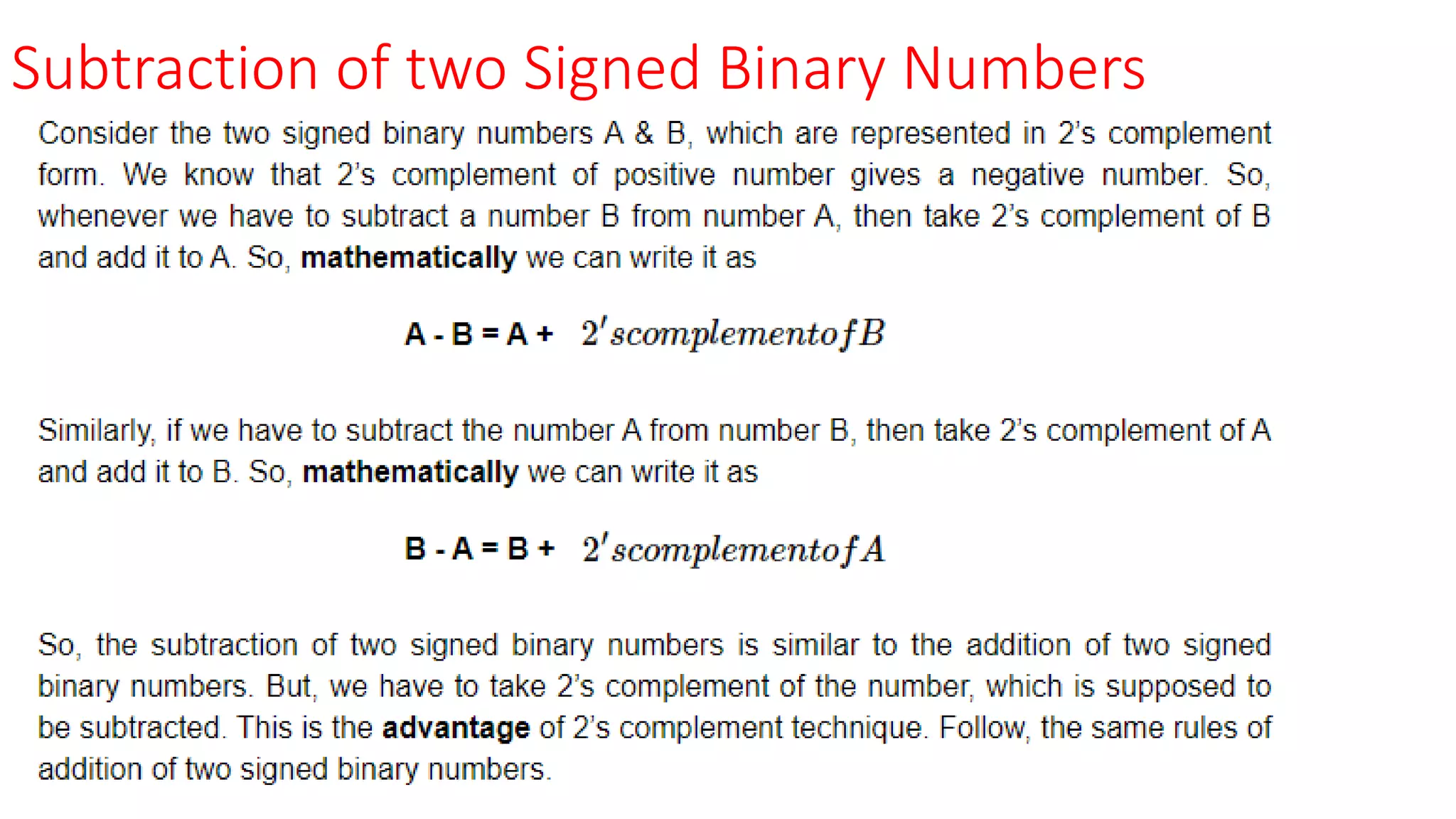 1 Arithmetic Operations Addition And Subtraction Of Signed Numbers Pptx