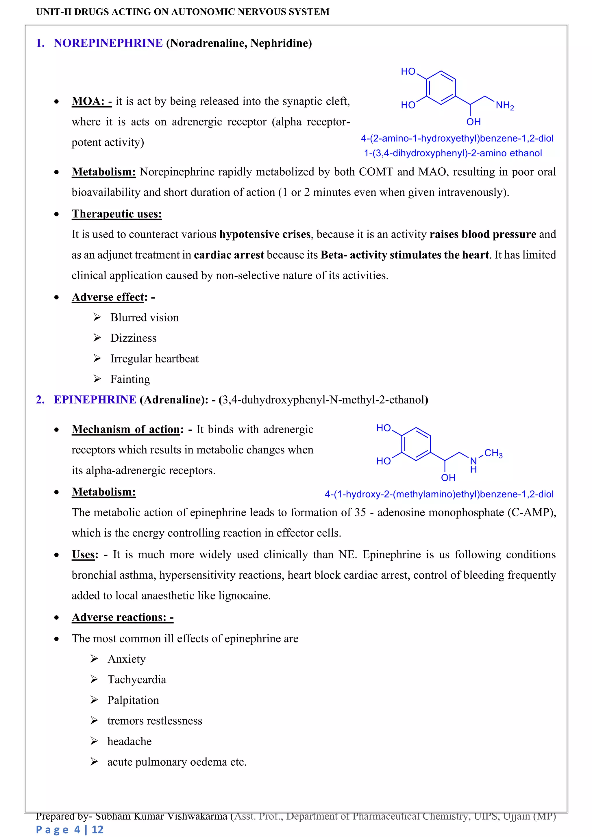 Sympathomimetic agents: SAR of Sympathomimetic agents | PDF