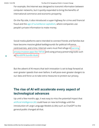 The Rise Of AI: Navigating A World in Constant Change | PDF