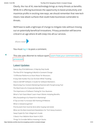 The Rise Of AI: Navigating A World in Constant Change | PDF