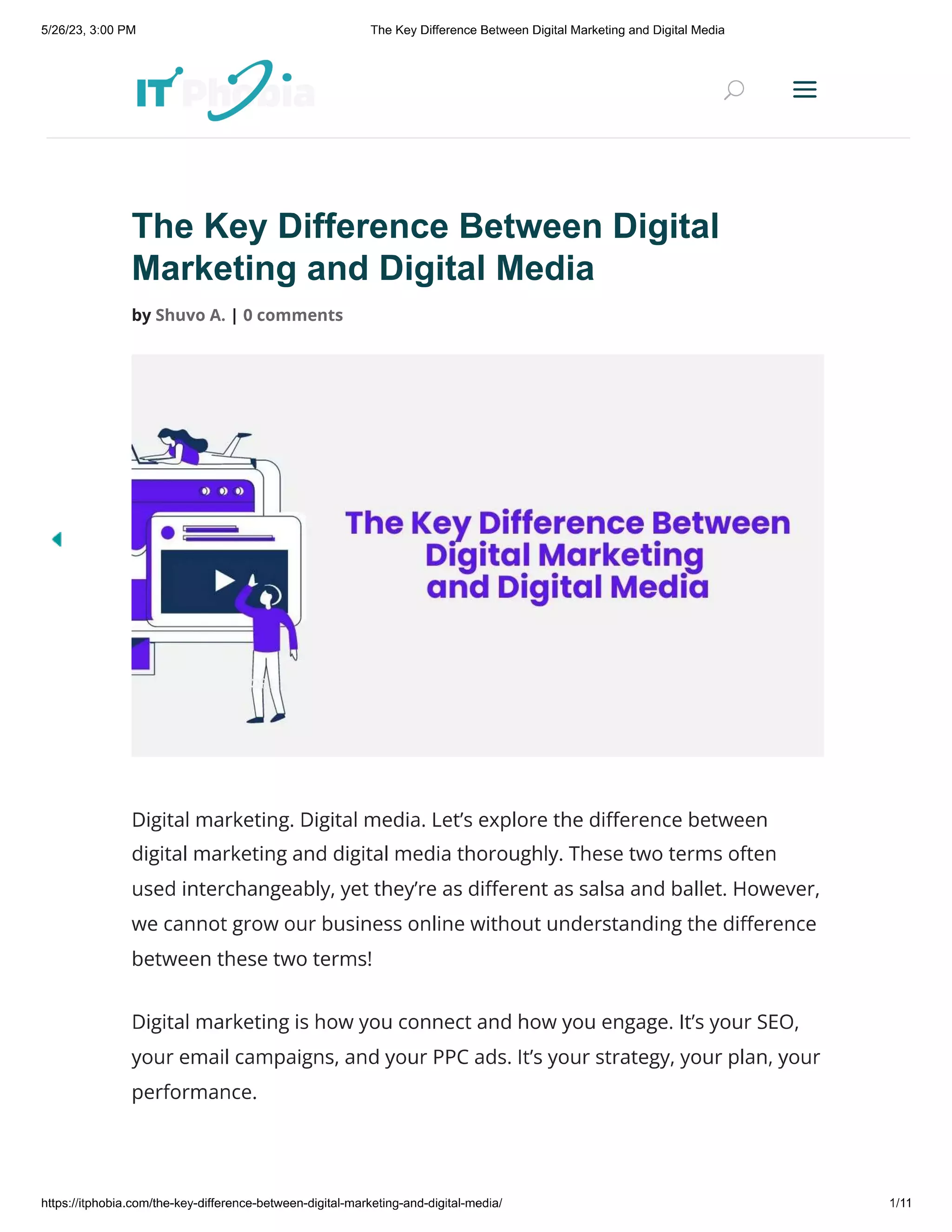 The Key Difference Between Digital Marketing and Digital Media | PDF